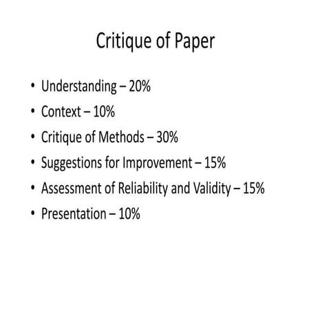 Critique Of Paper | PDF