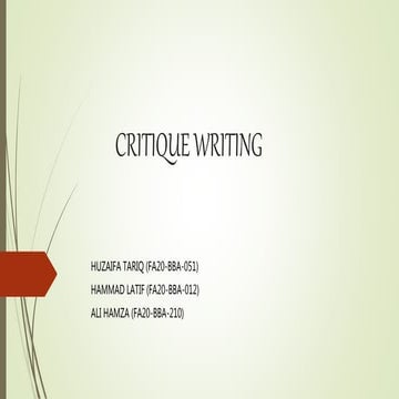 Critique writing | PPTX