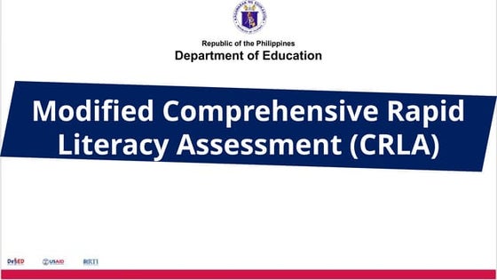 CRLA (Comprehensive Rapid Literacy Assessment) and Rapid Mathematics ...