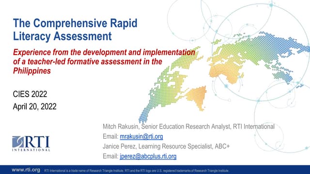 CRLA (Comprehensive Rapid Literacy Assessment) and Rapid Mathematics ...