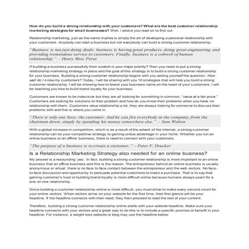 Strategies for Building Lasting Customer Relationships | PDF