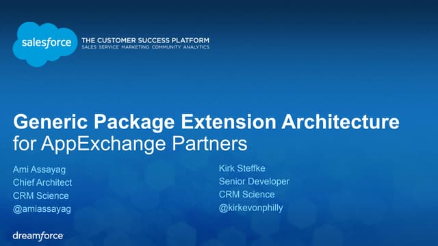 Crm Science Dreamforce 14 Generic Package Extension Architecture