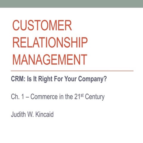 chapter 1 CRM by judith w. kincaid | PDF