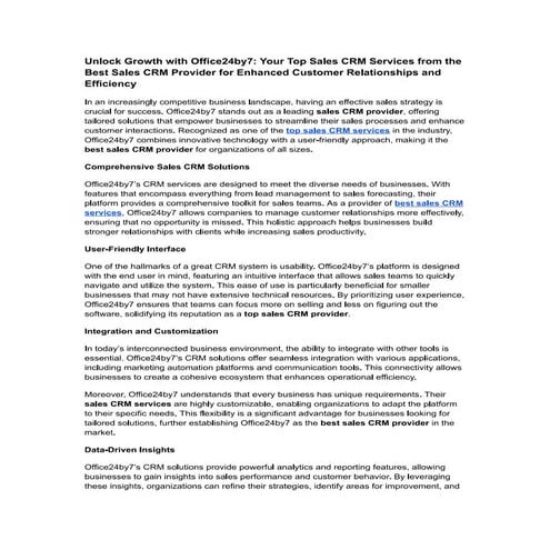 Your Top Sales Crm Services From The Best Sales Crm Provider For