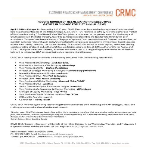 CRMC 2014 Press Release | DOCX