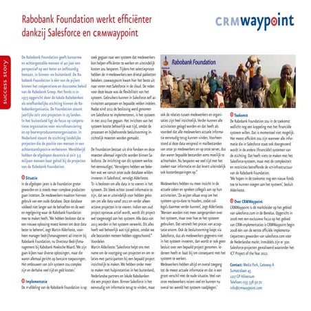 CRMWaypoint klanten case Rabobank Foundation | PDF