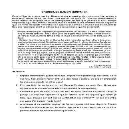 Crònica ramon muntaner. Activitats | PDF
