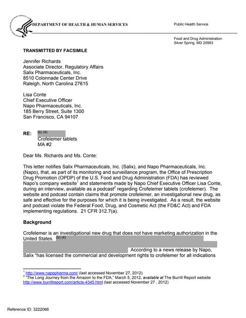 RTC POVs: FDA Warning Letter for Copaxone, March 2012 | PDF ...