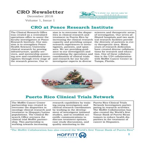 Clinical Research Office Newsletter volume 1 Issue 1 | PDF