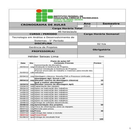 Cronograma aulas | PDF
