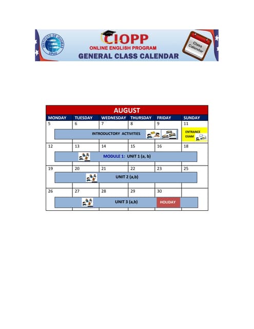 Class calendar CIOPP 2013-II (Jul- Dic) | PDF