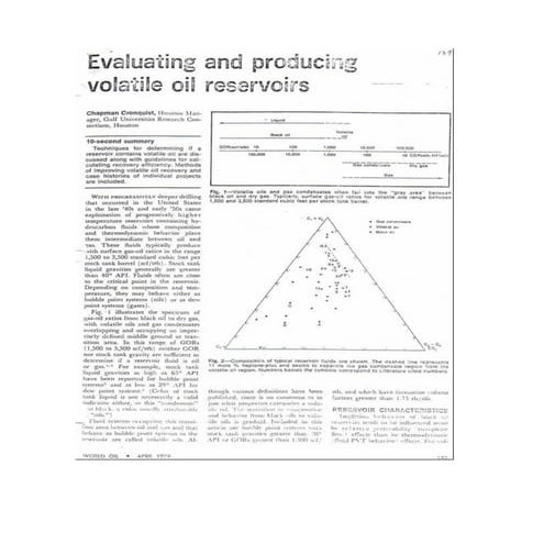 Cronquist, c. evaluating and producing volatile oil reservoirs | PDF