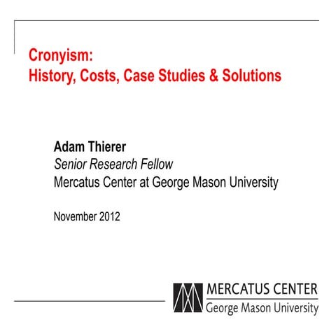 Cronyism: History, Costs, Case Studies & Solutions | PDF