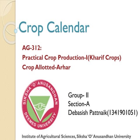Crop calendar-Arhar | PDF