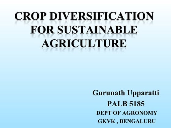 Crop diversification | PDF | Agriculture | Industries