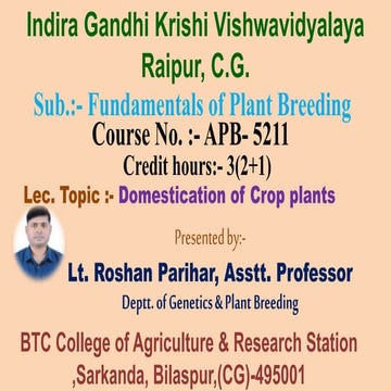 Domestication of Crop plants | PPTX