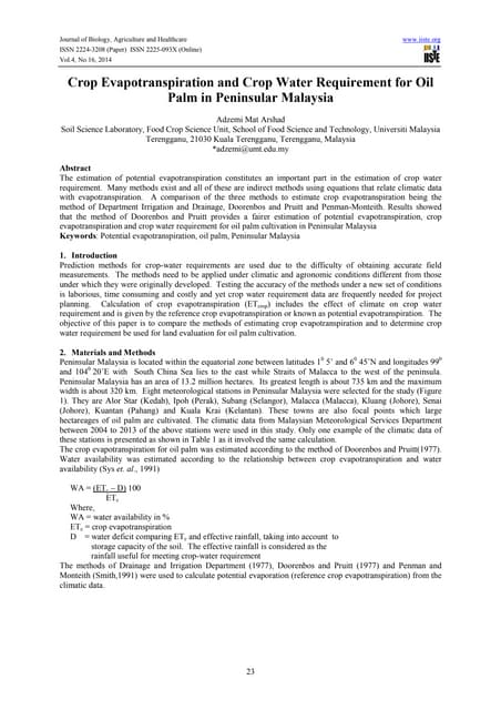 Crop water requirement | PPTX | Agriculture | Industries