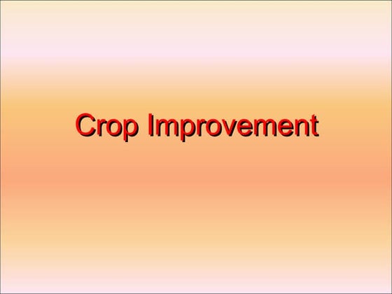 Tree improvement introduction lecture ppt | PPT