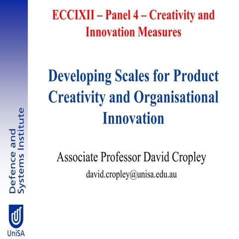 Developing Scales for Product Creativity and Organisational Innovation ...