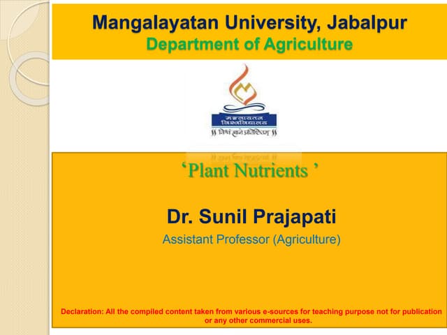 Mechanism of nutrient uptake in plants | PPTX | Chemistry | Science
