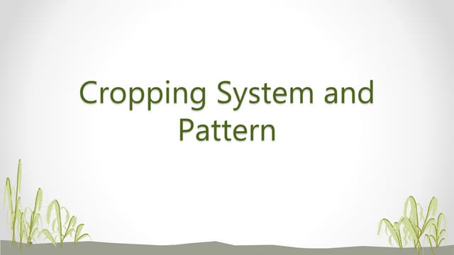 Multiple cropping systems | PPTX
