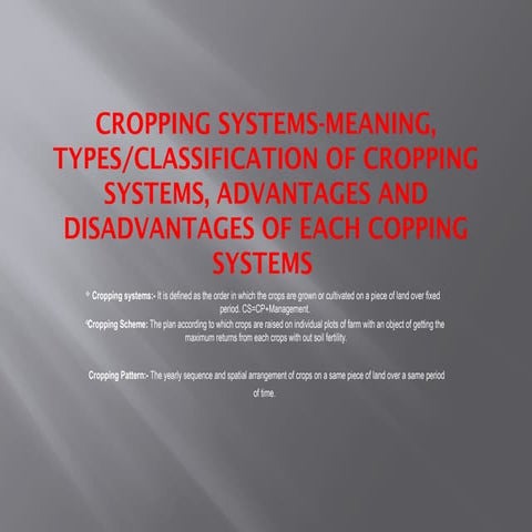 Multiple cropping systems | PPTX