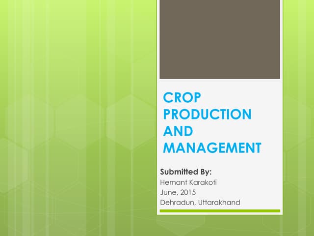 Basic practices of crop production | PDF