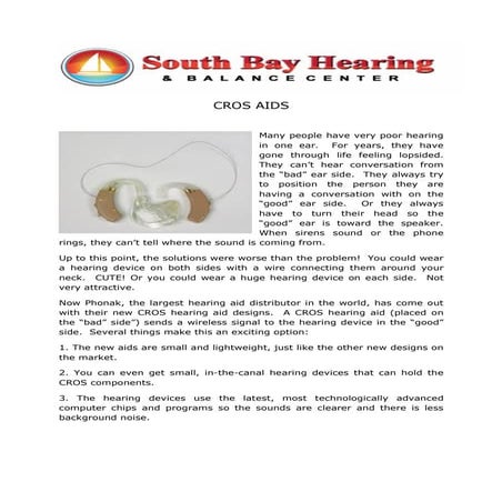 Cros aids | PDF | Ear, Nose and Throat Conditions | Diseases and Conditions