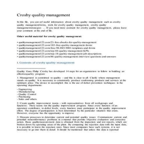 Crosby quality management | DOCX