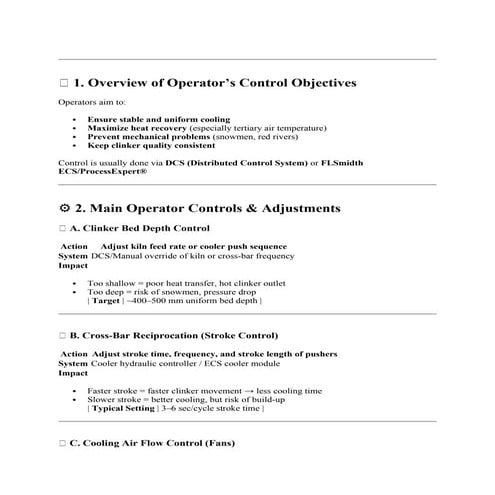 Cross-Bar Cooler -control.• Ensure stable and uniform cooling • Maximize heat recovery ...
