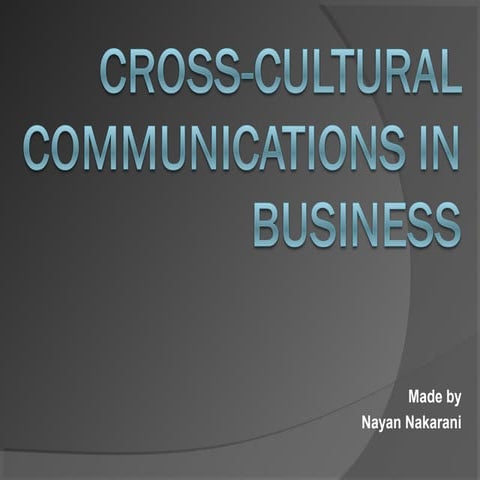 Cross cultural comm in business | PPT