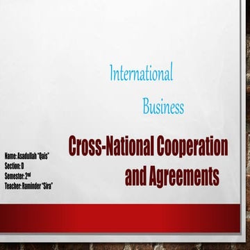 Cross national cooperation and agreements | PPTX