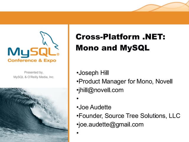 Cross Platform Net Development With Mono And My Sql Presentation Ppt