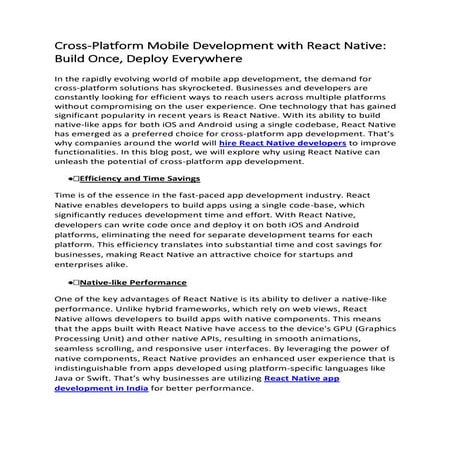 Cross Platform Mobile Development With React Native Build Once Deploy 6113