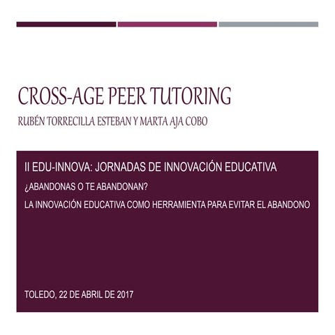 Cross age peer tutoring en secundaria | PPT