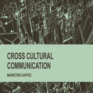 Cross cultural communication - marketing gaffes | PPT