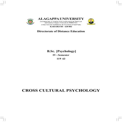 Cross Cultural Psychology.pdf_Cross Cultural Psychology | PDF