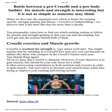 CrossFit or Bodybuilding, Which workout is good for gaining muscle mass ...