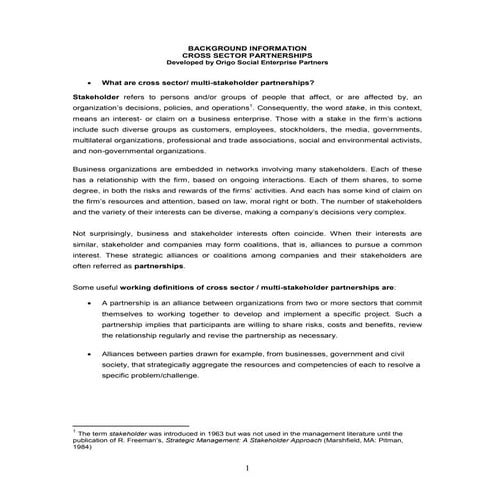 Cross sector partnerships | PDF