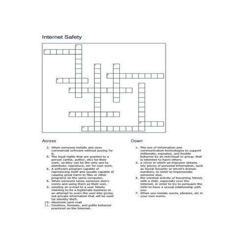 Crossword for internet safety | PDF