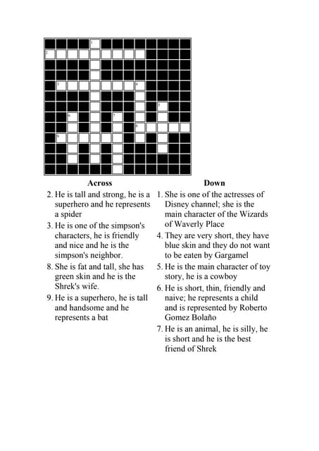 Across puzzle characters | DOCX