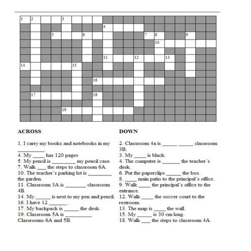 Crossword puzzle prepositions | DOC
