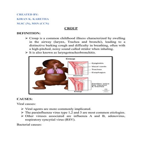 CROUP.pdf FOR NURSING STUDENTS CREATED BY KIRAN KARETHA | PDF