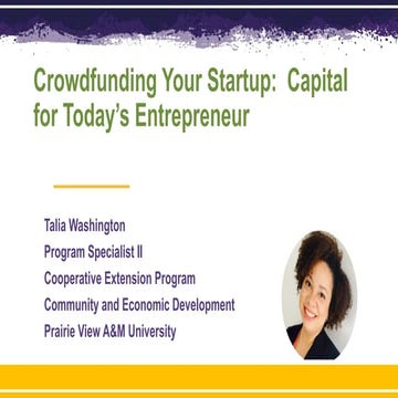 Crowdfunding for Today's Entrepreneur | PPTX