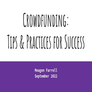Crowdfunding: Tips & Practices for Success | PDF