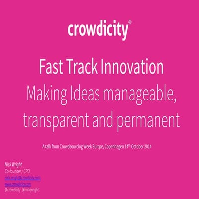 Crowdweek Europe Summit - Fast Track Innovation - 7 Tips to Introduce ...