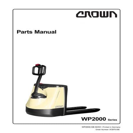 Crown wp2000 series pallet truck parts catalogue manual | PDF