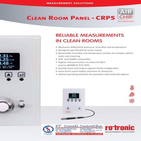 Technical Data Rotronic CRP5 Clean Room Panel | PDF