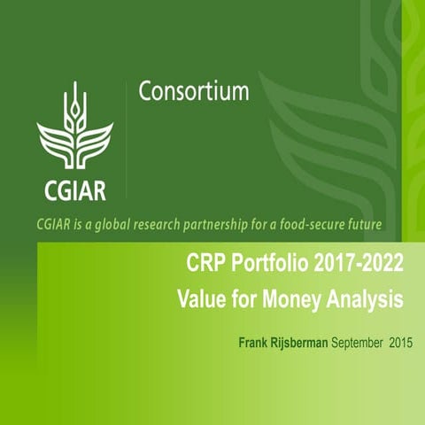 CRP Portfolio 2017 2022 Value for Money Analysis - Frank Rijsberman | PDF