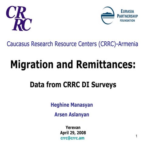 Migration and Remittances: Data from CRRC DI Surveys | PPT